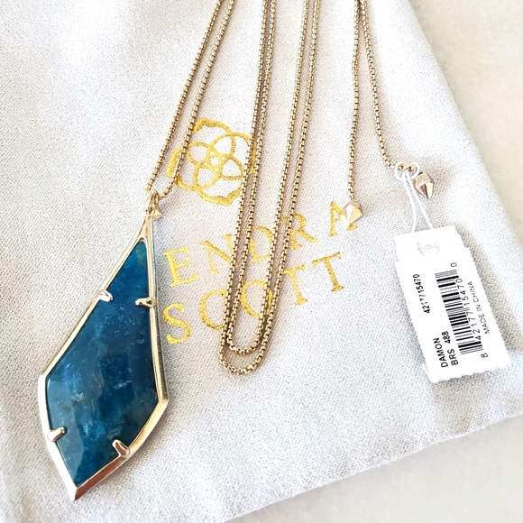 Kendra Scott | Jewelry | Kendra Scott Damon Pendant Necklace Aqua Apatite Nwt | Poshmark